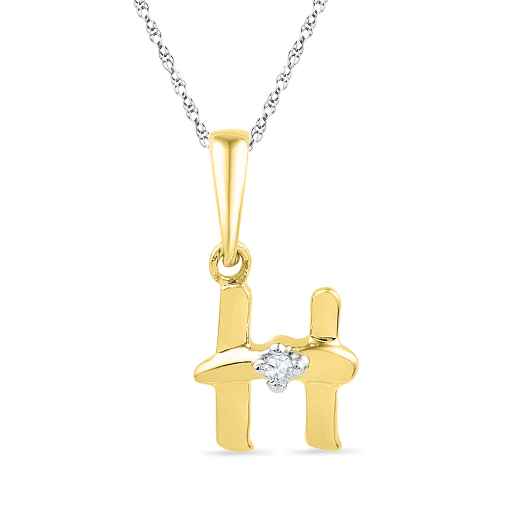 Buy 18 kt Gold Alphabet H Diamond Pendent Online | Jpearls.com