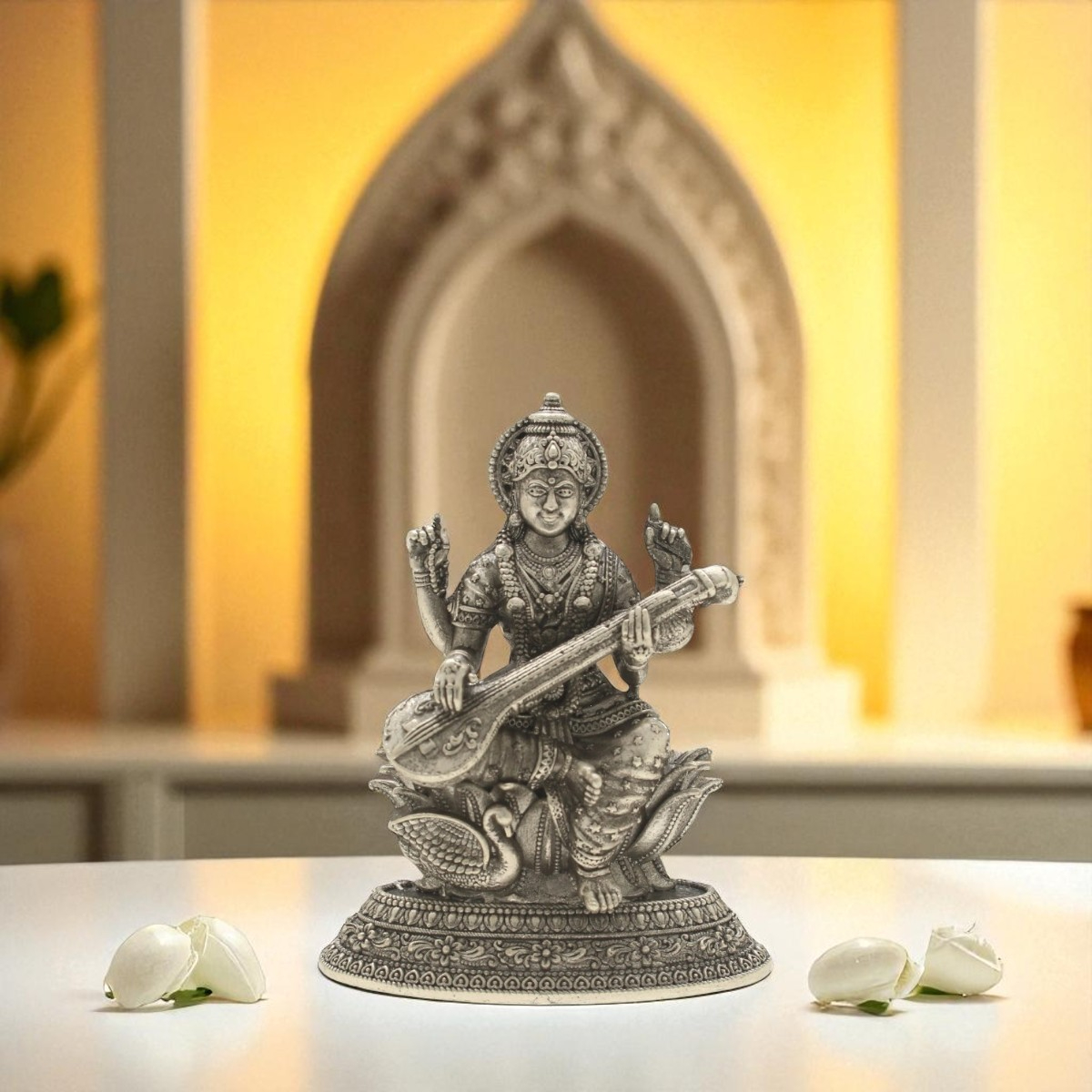 8 Grams Saraswati Devi Silver Idol – Jagdamba Pearls